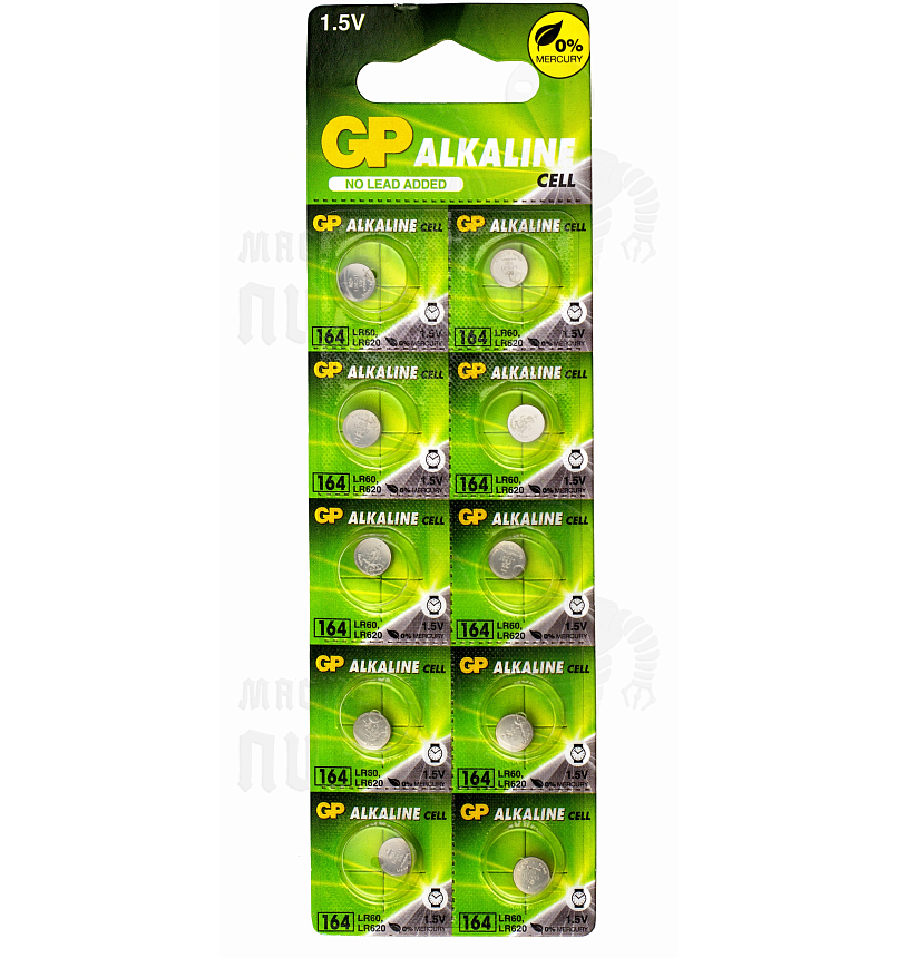 Батарейка GP G1/LR621/LR60/364A/164 BL10 Alkaline 1,5V (10/250/5000 ...